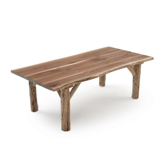Black Walnut & Rustic Cedar Log Natural Edge Dining Table