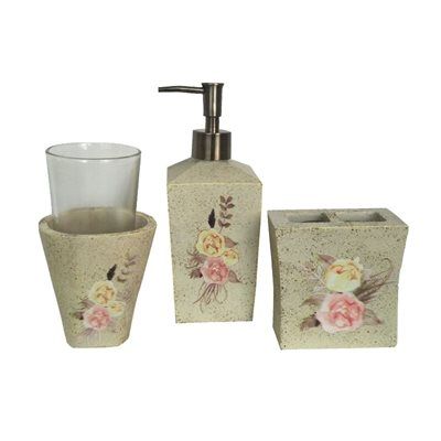 Rose Floral Bathroom Accessory Set