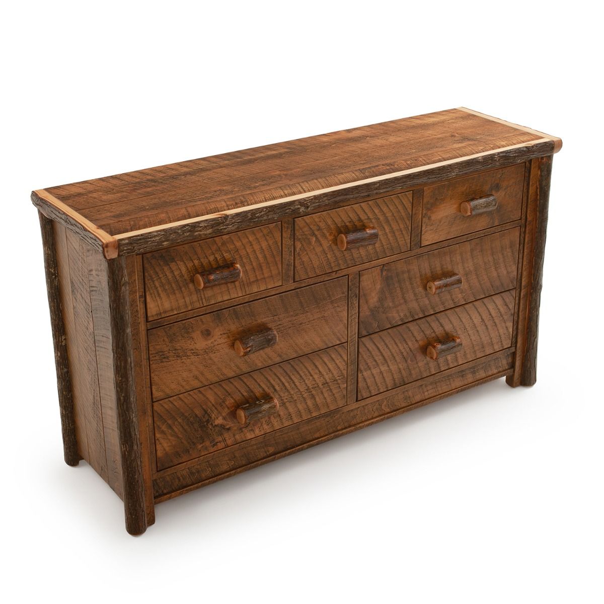 River Rustic 7-Drawer Dresser: Barnwood & Hickory - Handcrafted Furniture