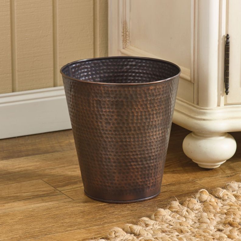 Rustic Hammered Copper Waste Basket