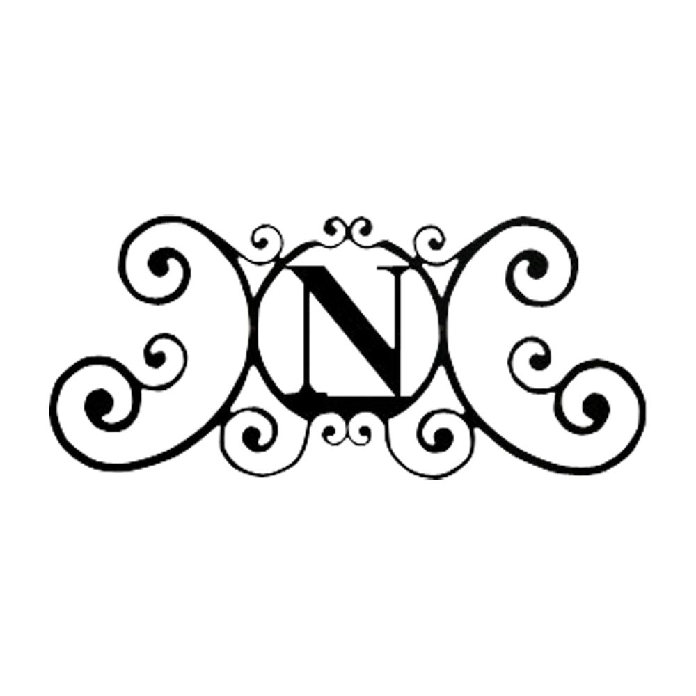 Wrought Iron Letter N House Plaque