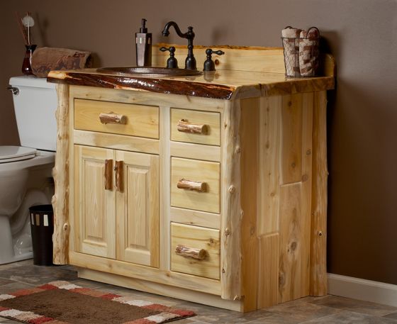 Cedar Lake Solid Wood Rustic Log Vanity 48" - 72"