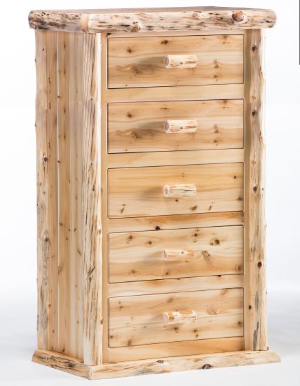 Rustic Five Drawer Cedar Lake Log Chest of Drawers