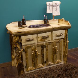 Cedar Lake Solid Wood Rustic Log Vanity 48" - 72"